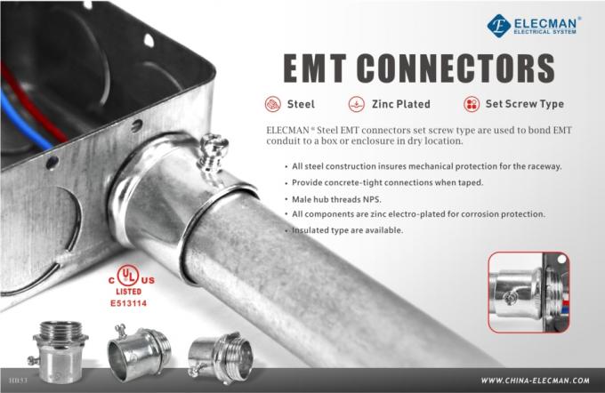 Zinc Plated Steel EMT Conduit Fittings EMT Screw Connector Set