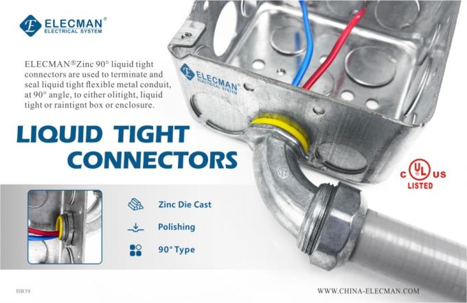 90 Degree Zinc Flexible Conduit Connector 2 Inch Liquid Tight Conduit ...