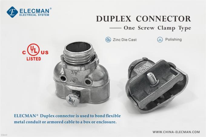 Electrical Duplex Flexible Conduit Connector Zinc One Screw Clamp Type