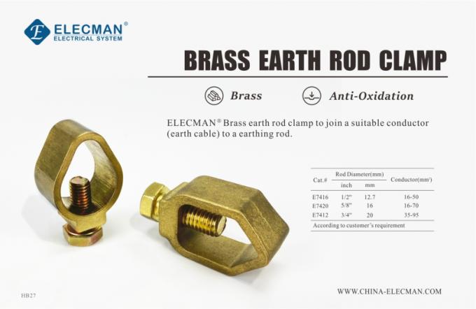 Copper BS Brass Fittings Conduit Earth Clamp With Grounding Rod 32mm
